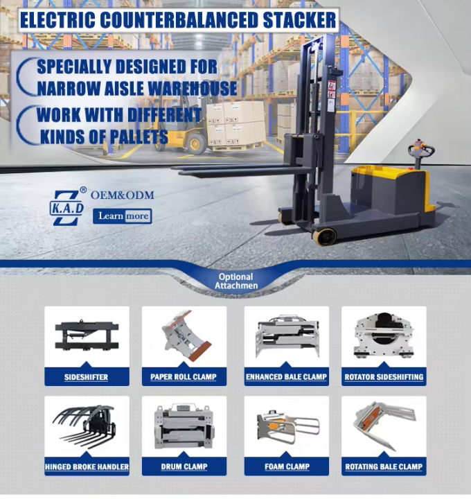full electric counterbalanced walkie pallet pedestrian stacker 1ton 3meter